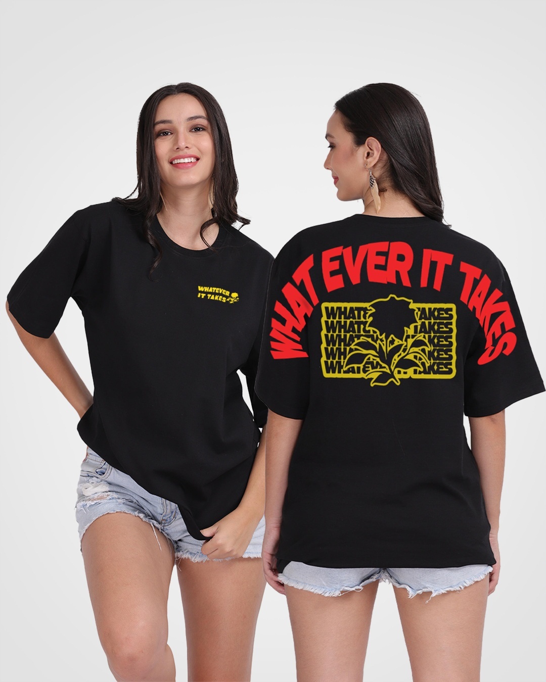 Buy Women's Black Whatever It Takes Graphic Printed Oversized T-shirt ...
