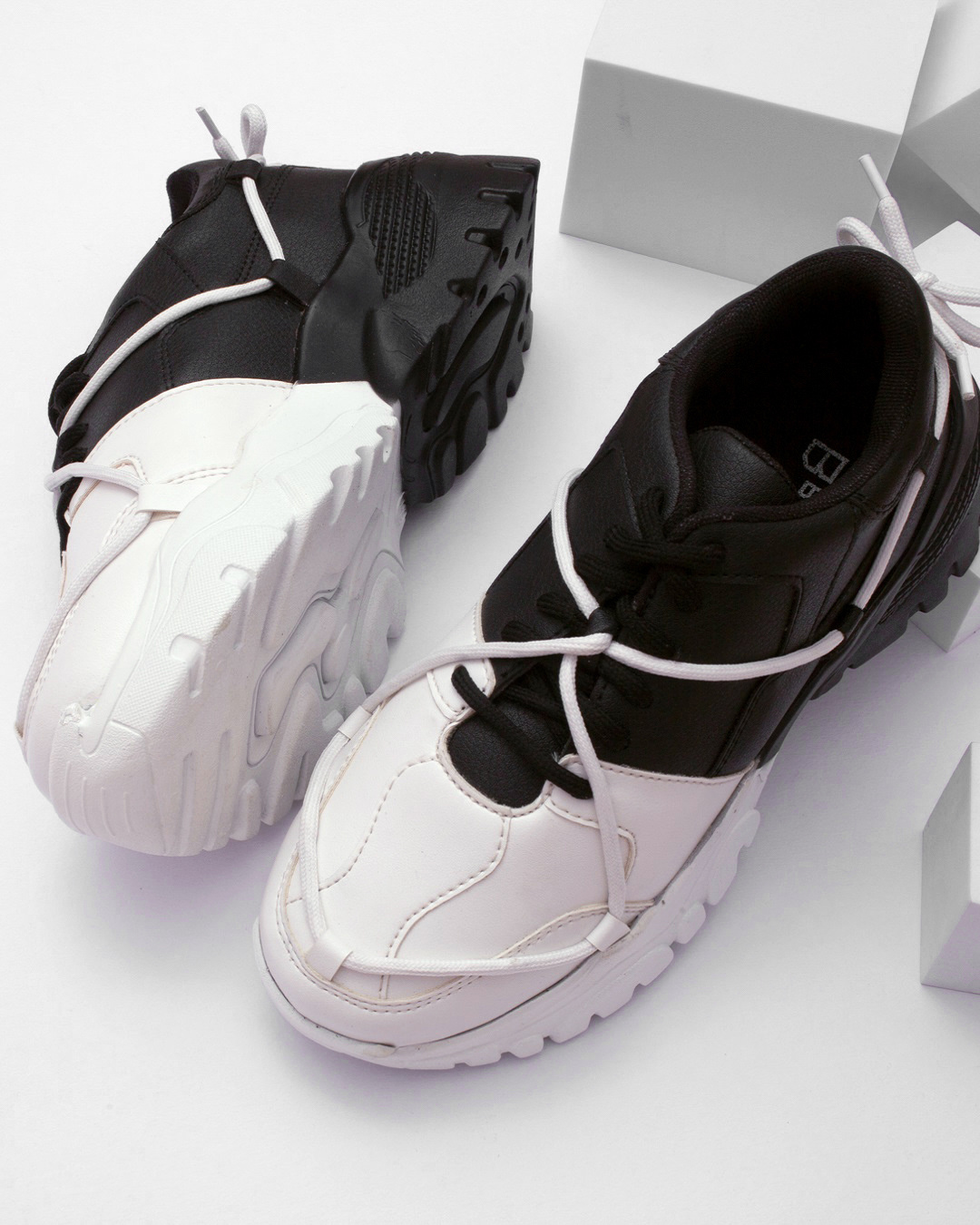 Buy Women's Black & White Fab-5 Chunky Color Block Sneakers Online in ...