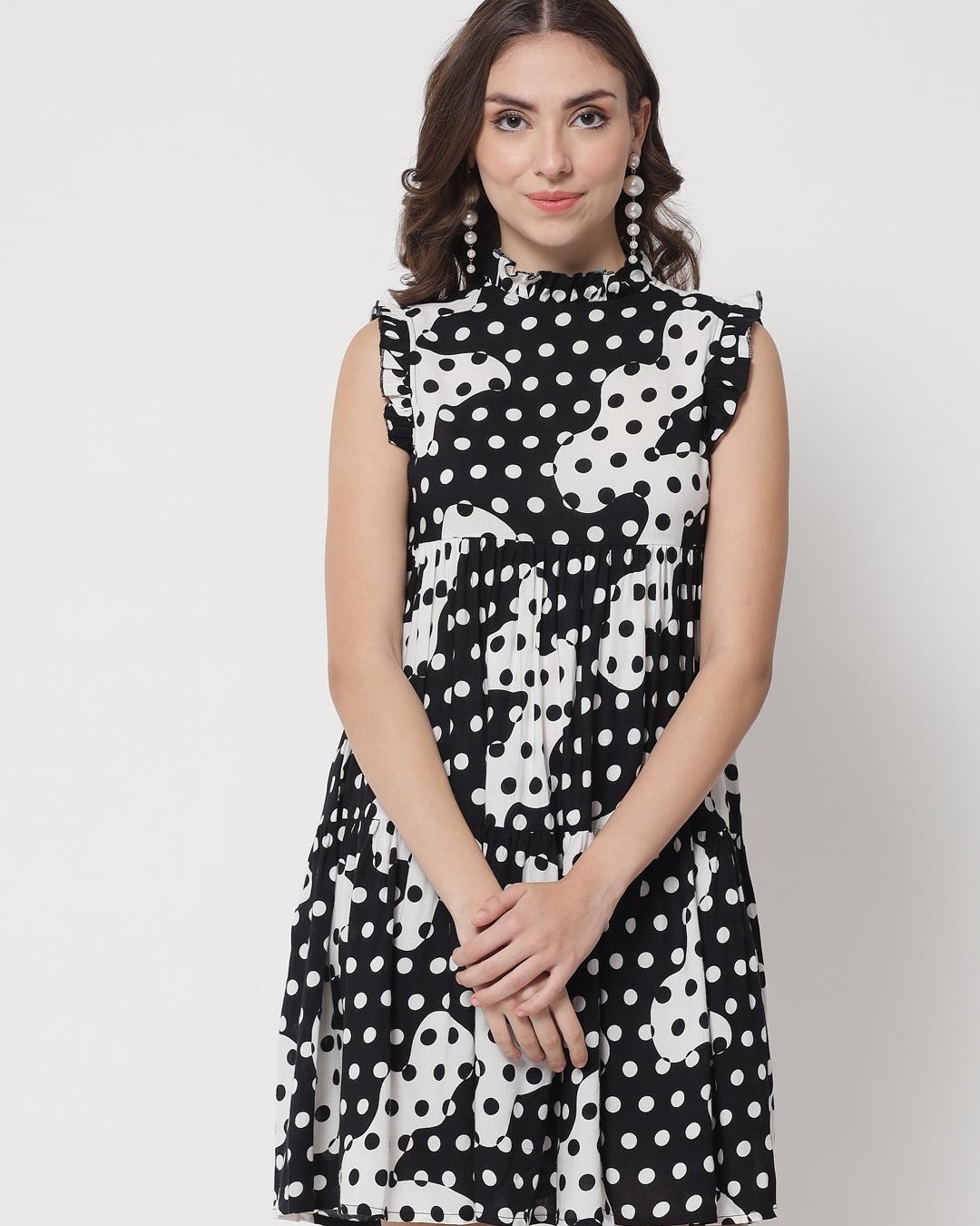 Buy Women's Black & White Polka Printed Dress Online at Bewakoof