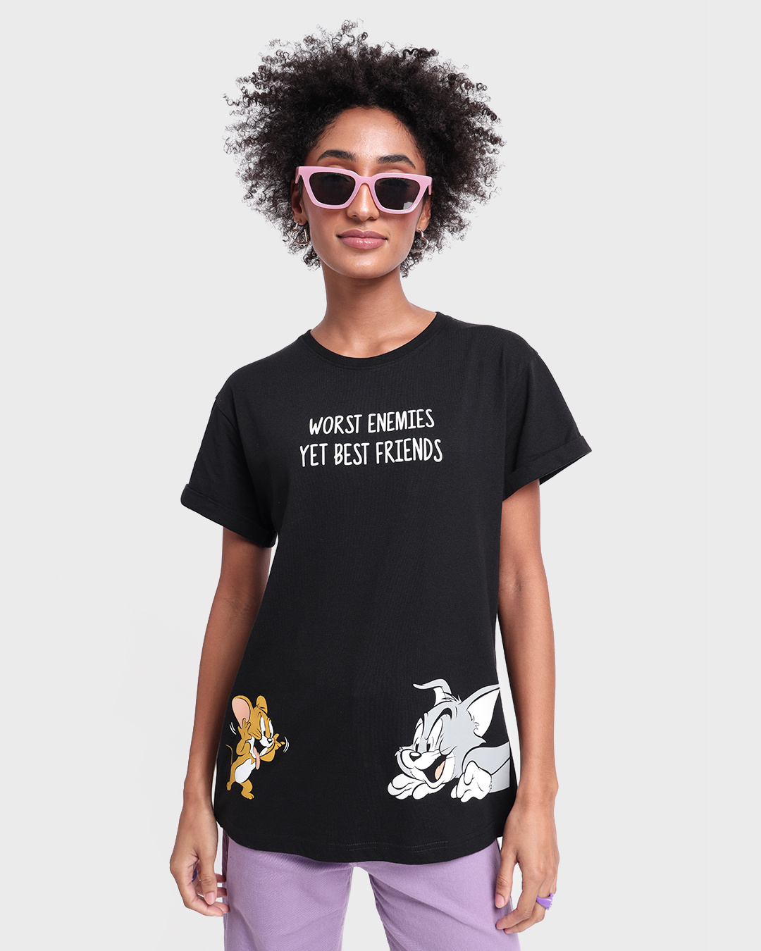 Buy Women's Black Worst Enemies Boyfriend T-shirt for Women black ...