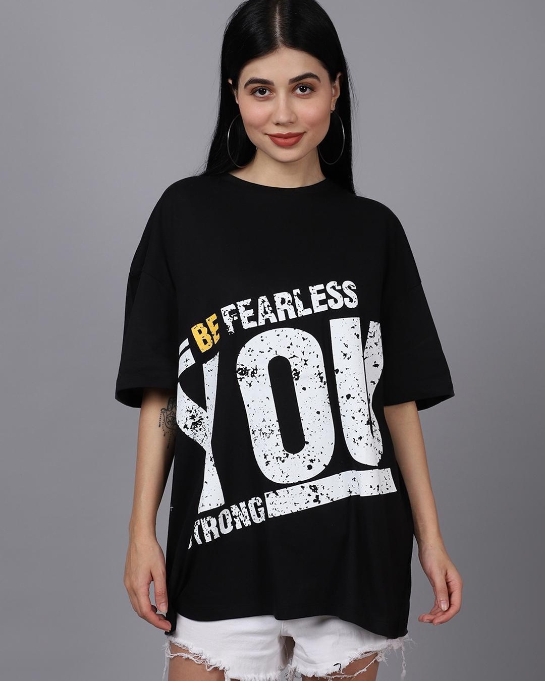 Buy Women's Black You Typography Oversized T-shirt Online at Bewakoof