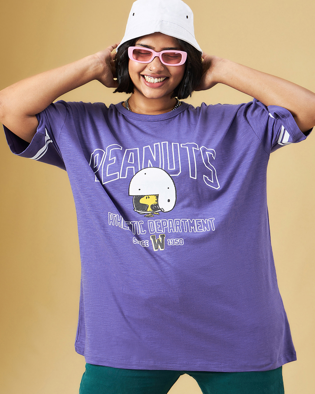 Buy Women's Skipper Blue Athletic Graphic Printed Oversized Plus Size T-shirt Online at Bewakoof