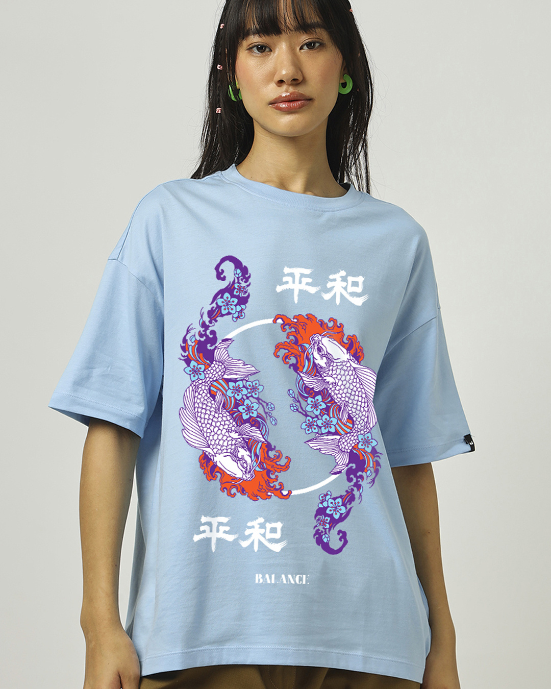 Buy Women's Blue Balance Graphic Printed Oversized T-shirt Online at ...
