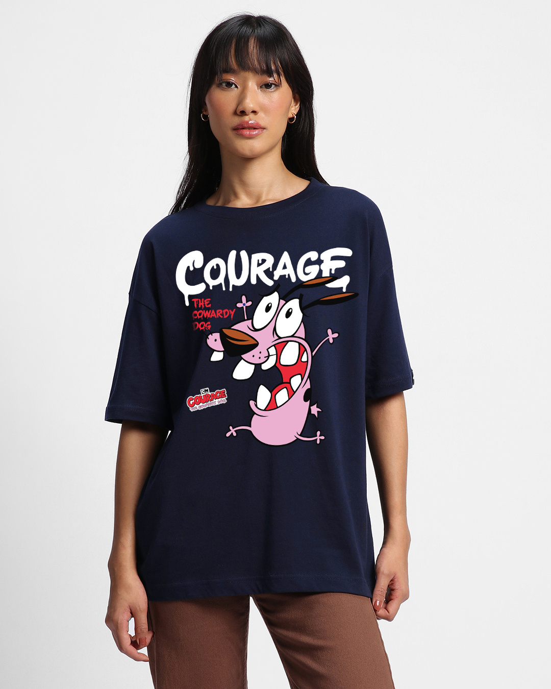 Buy Women's Blue Beware of the Dog Graphic Printed Oversized T-shirt ...