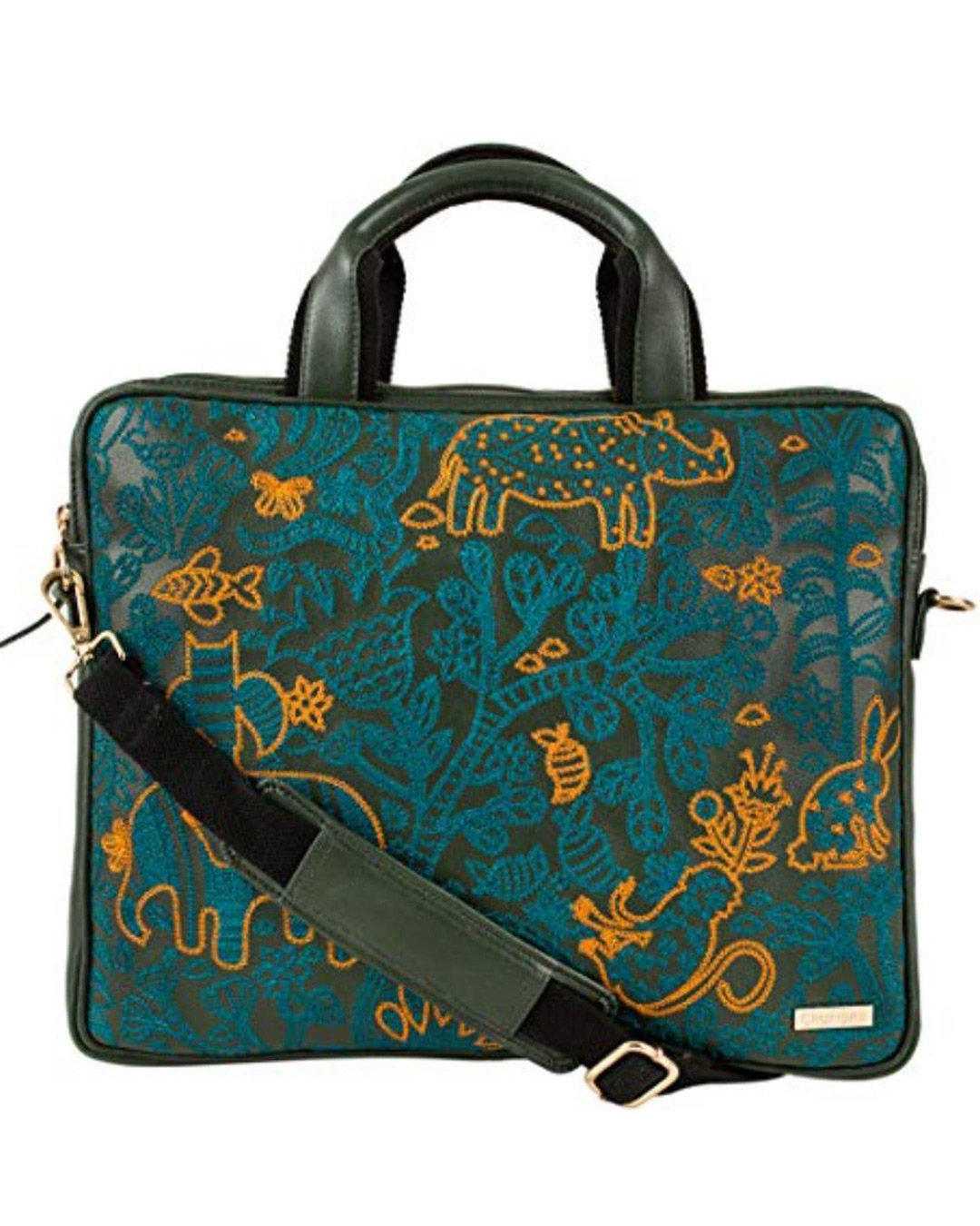 Buy Women's Blue Bohemian Jungle Embroidered Laptop Bag Online in India ...