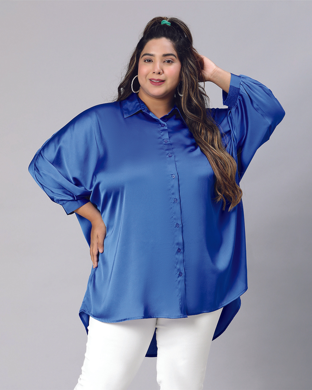 Buy Women's Blue Boxy Fit Plus Size Shirt Online at Bewakoof