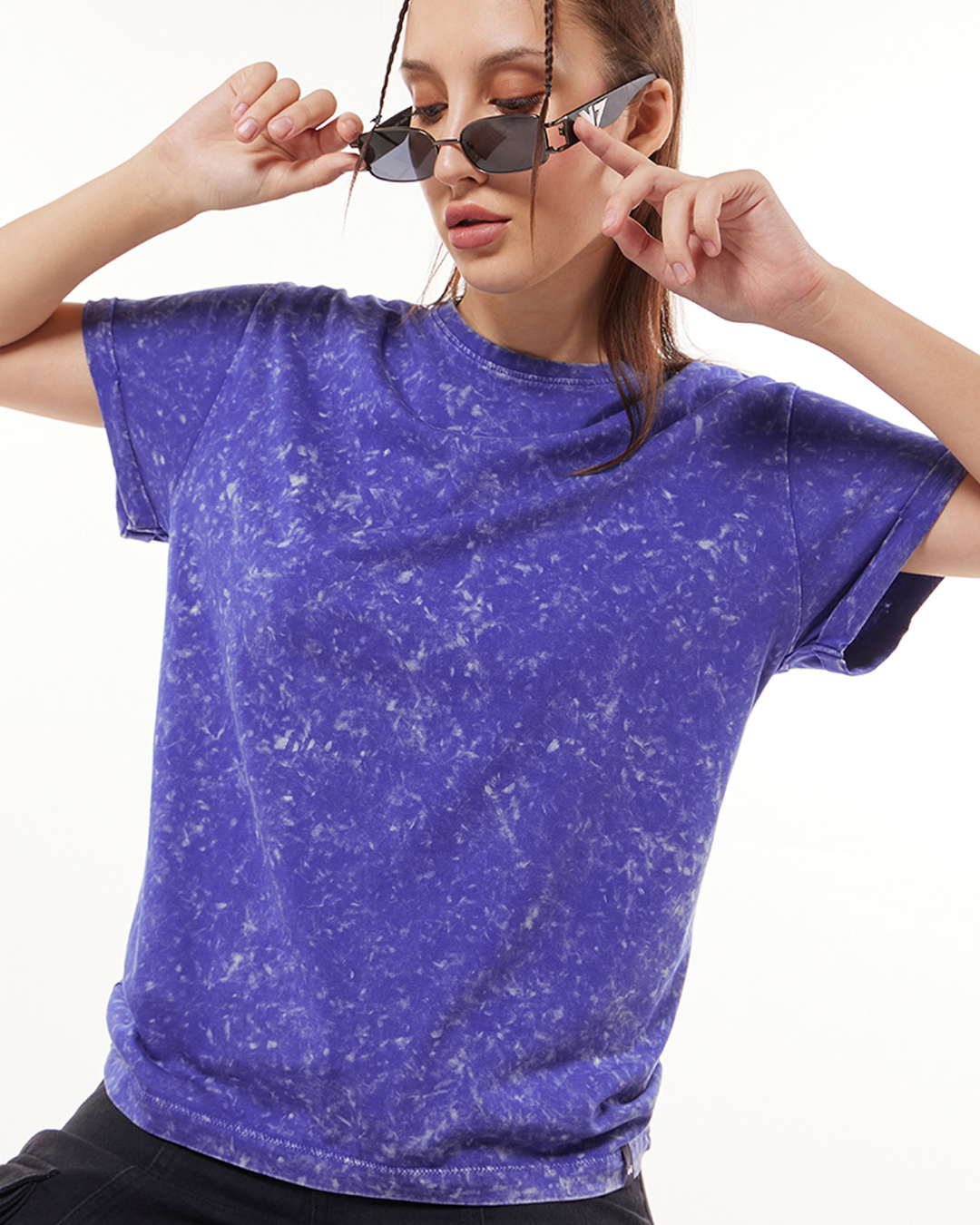 Buy Women's Blue Boyfriend Acid Wash T-Shirt Online at Bewakoof