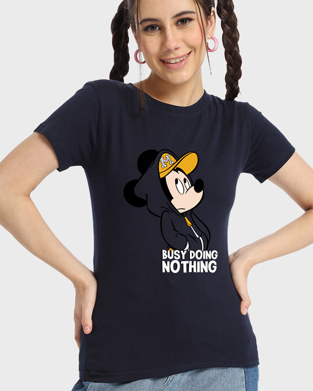 Buy Women's Blue Busy doing Nothing Graphic Printed T-shirt Online at Bewakoof