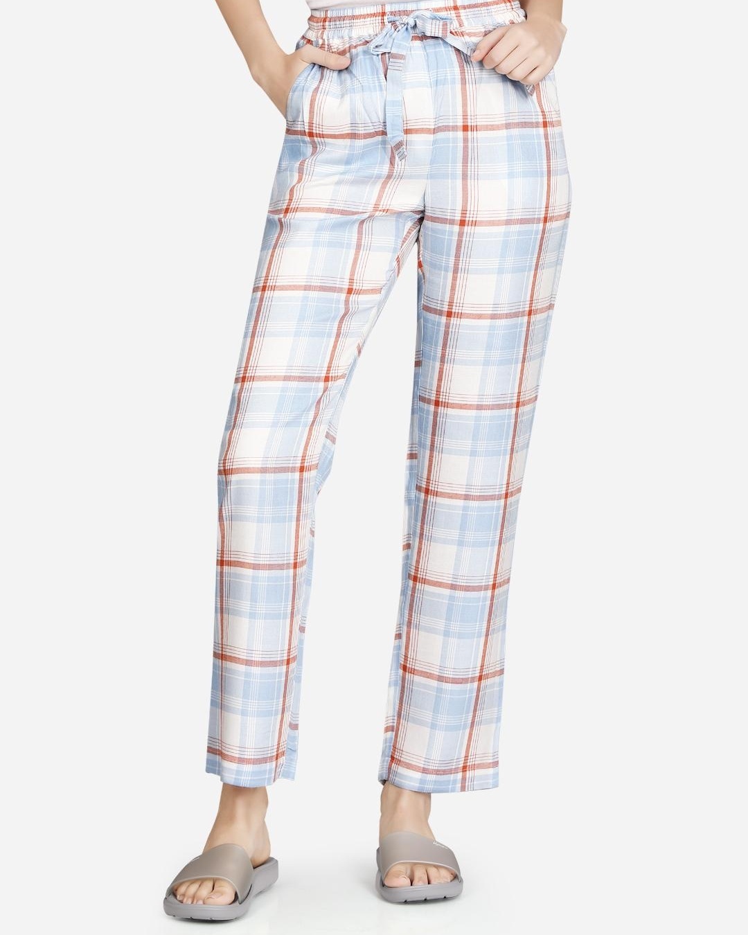 Buy Women's Blue Checked Pyjamas Online in India at Bewakoof
