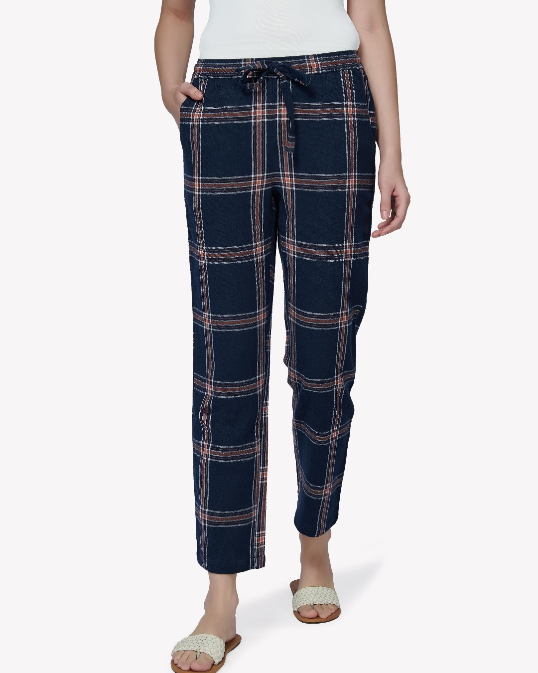 Buy Women's Blue Checked Pyjamas Online in India at Bewakoof