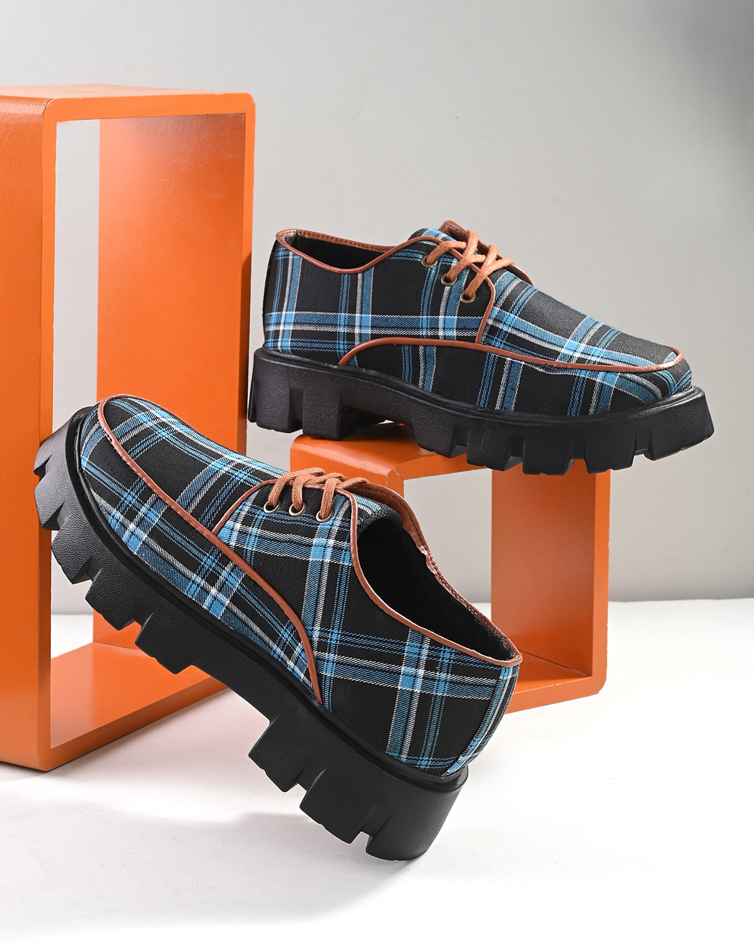 Buy Women's Blue Checked Sneakers Online in India at Bewakoof