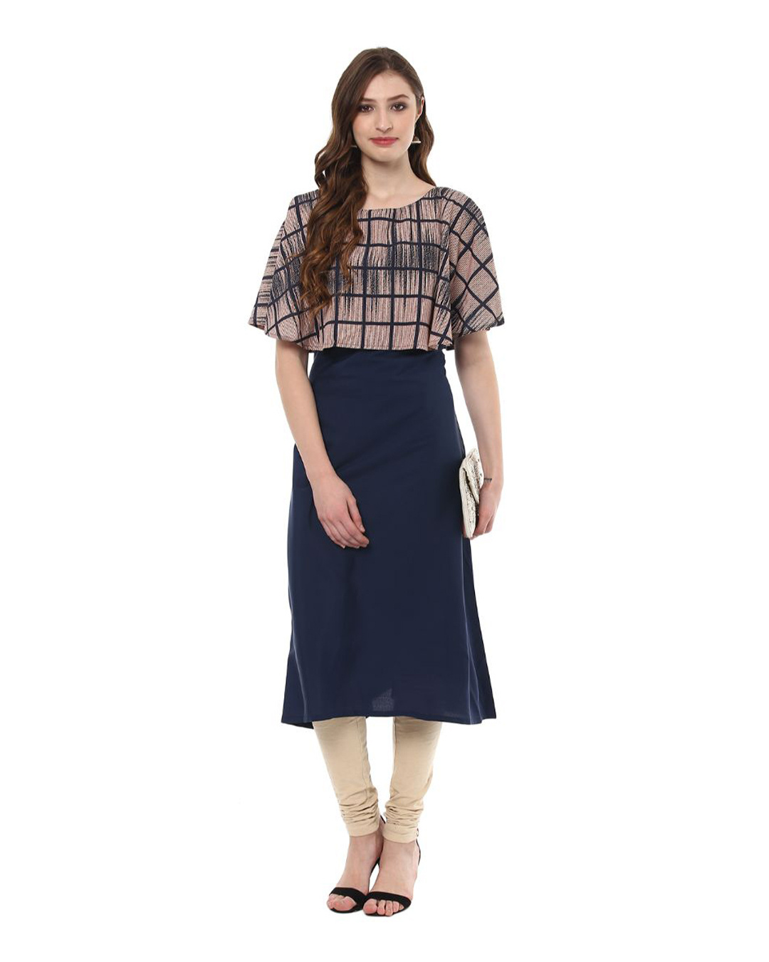 Buy Women's Blue Checkered Crepe Party Wear Kurta Online at Bewakoof