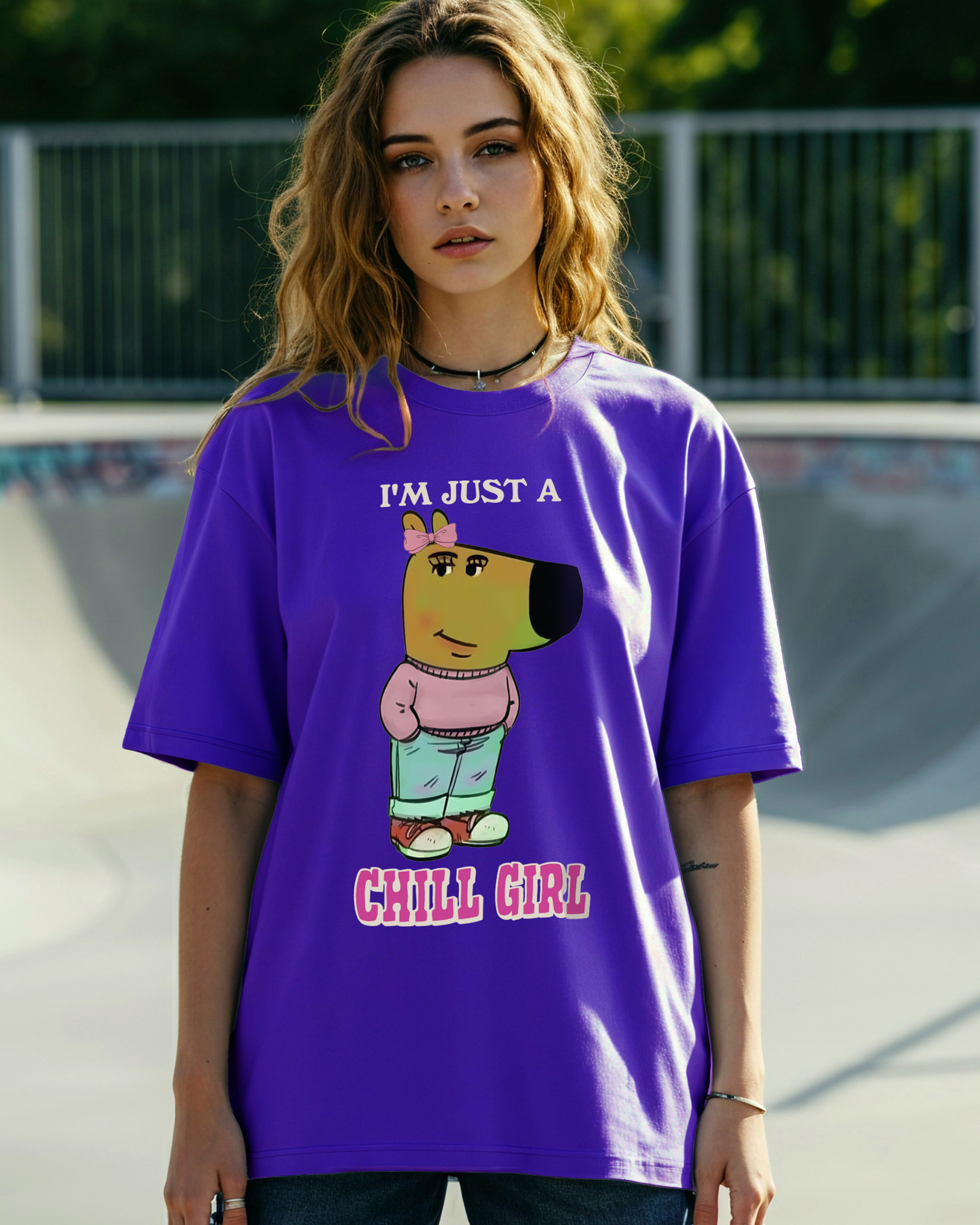 Buy Women's Blue Chill Girl Graphic Printed Oversized T-shirt Online at ...