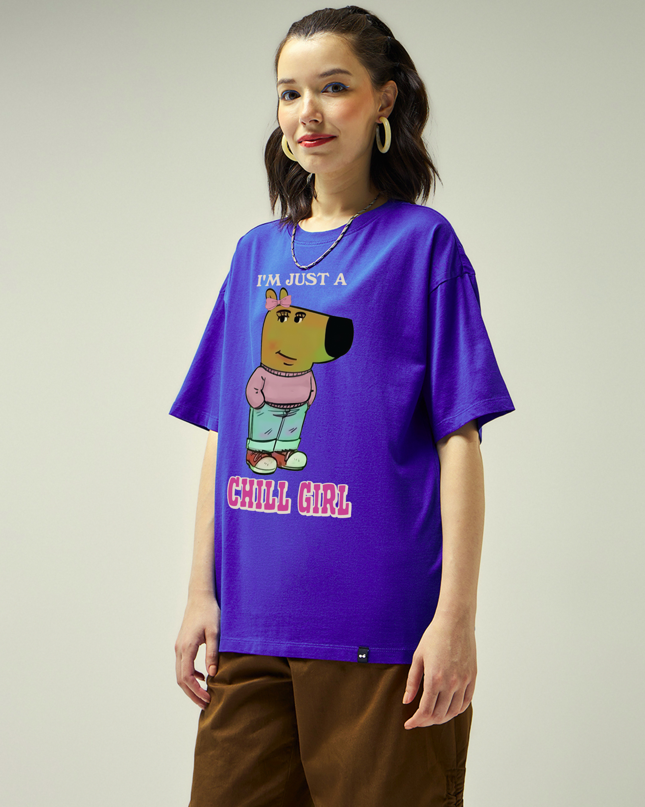 Buy Women's Blue Chill Girl Graphic Printed Oversized T-shirt Online at ...