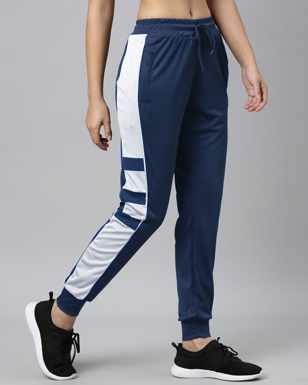 Buy Women's Blue Color Blocked Slim Fit Joggers Online at Bewakoof