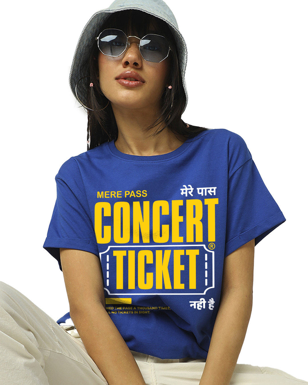 Buy Women's Blue Concert Typography Boyfriend T-shirt Online at Bewakoof