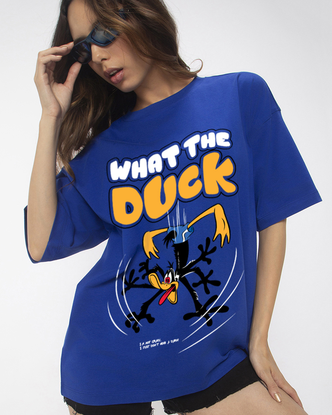 Buy Women's Blue Duck Graphic Printed Oversized T-shirt Online at Bewakoof