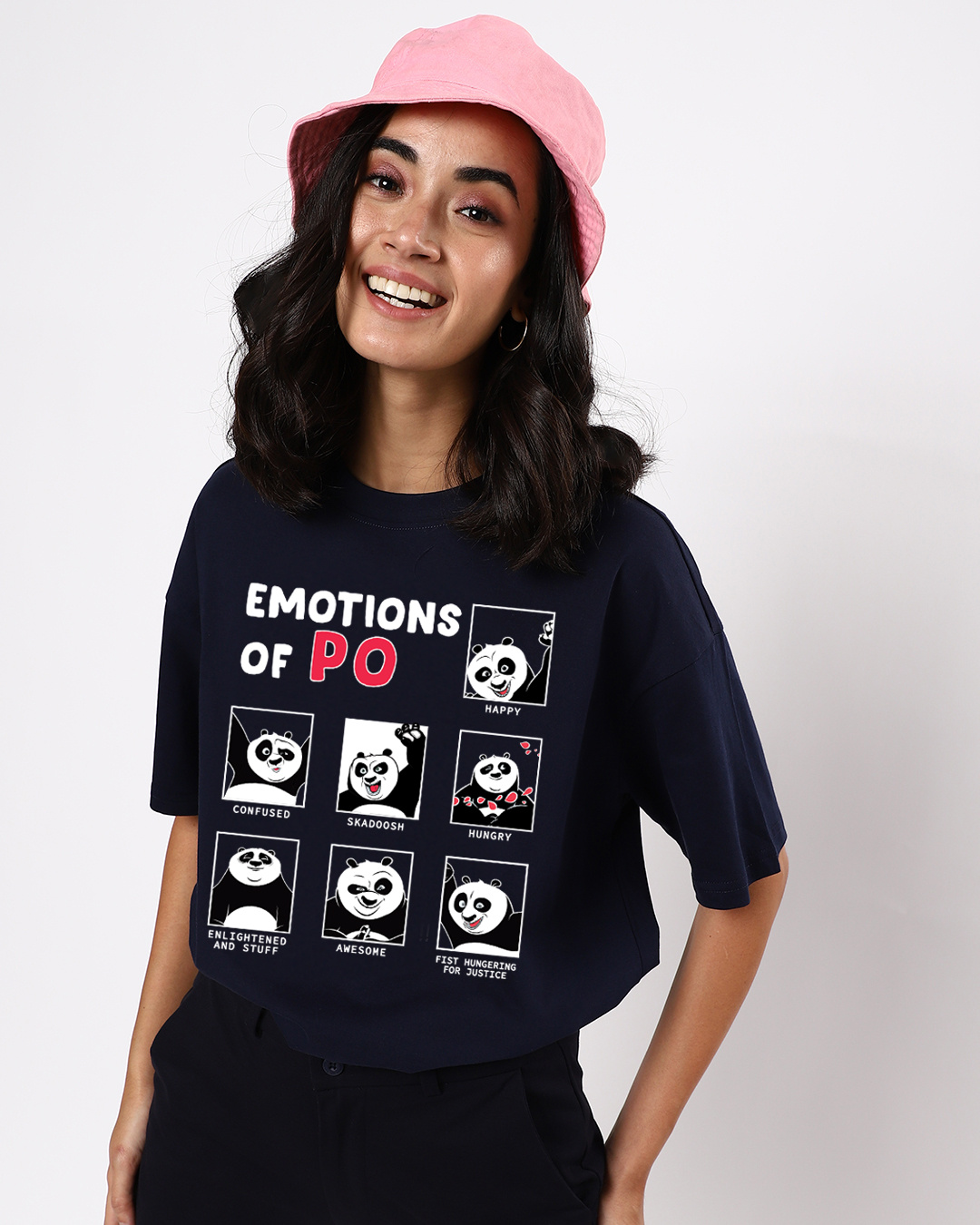 Buy Women's Blue Emotions Of PO Graphic Printed Oversized T-shirt for ...