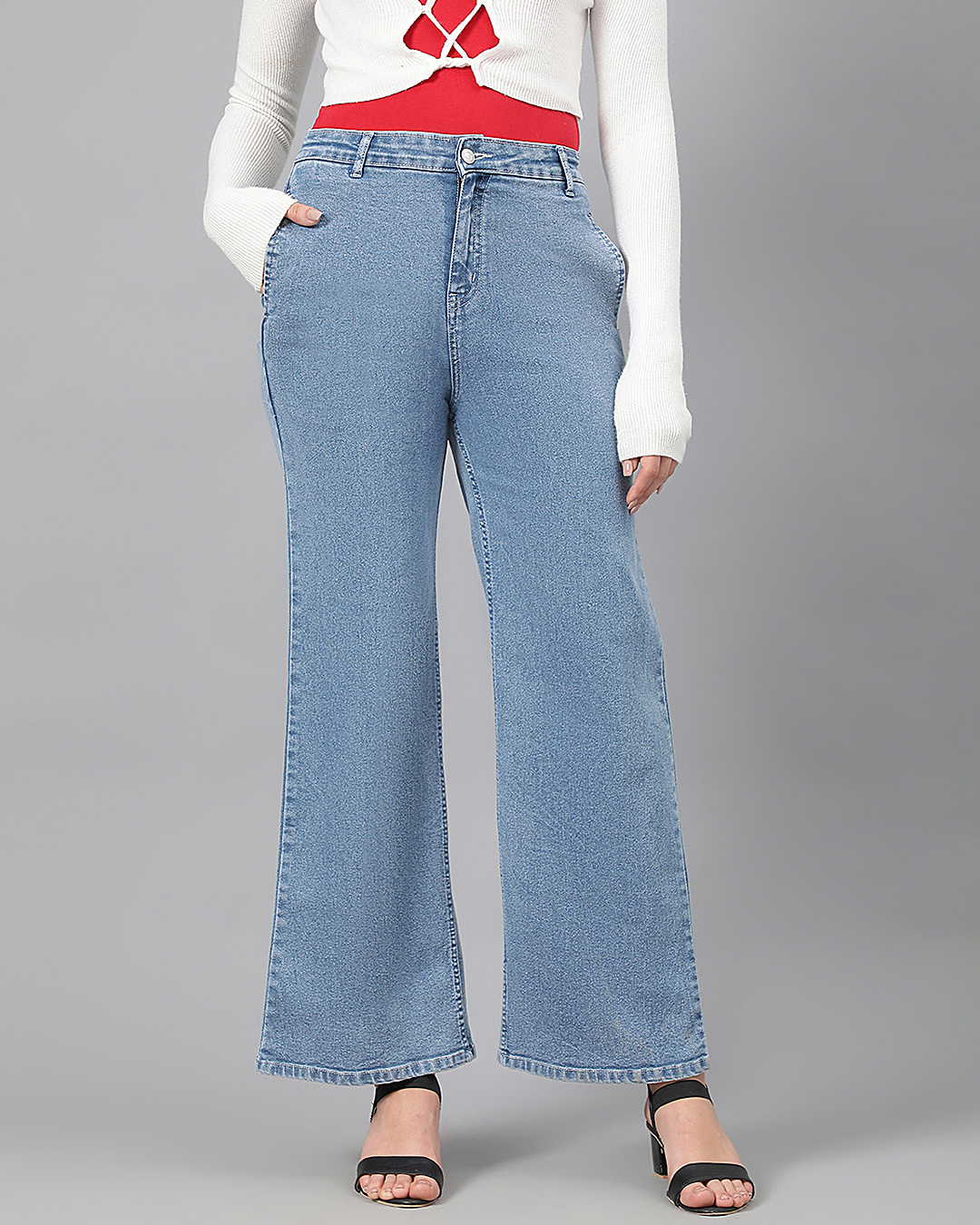 Buy Women's Blue Flared Jeans Online at Bewakoof