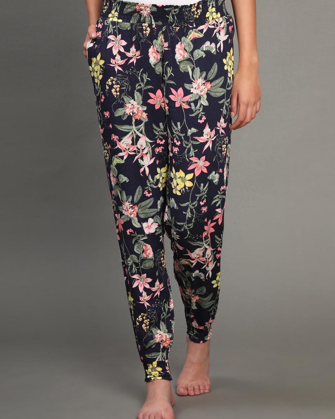 Buy Women's Blue Floral Printed Pyjamas Online in India at Bewakoof