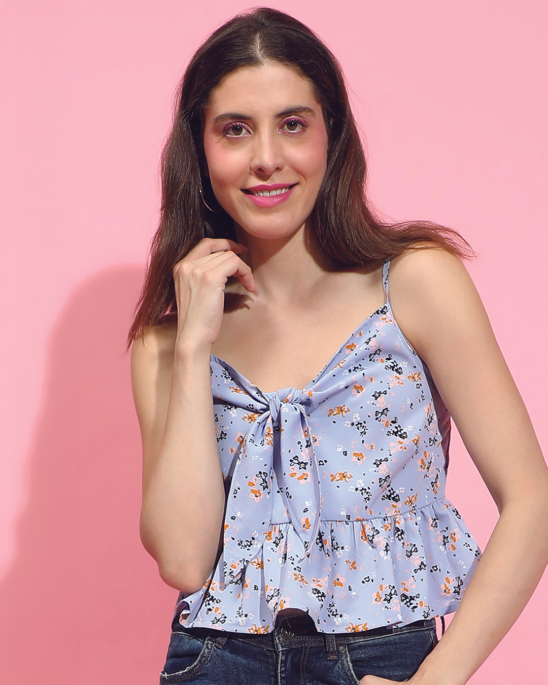 Buy Women's Blue Floral Printed Short Top Online at Bewakoof