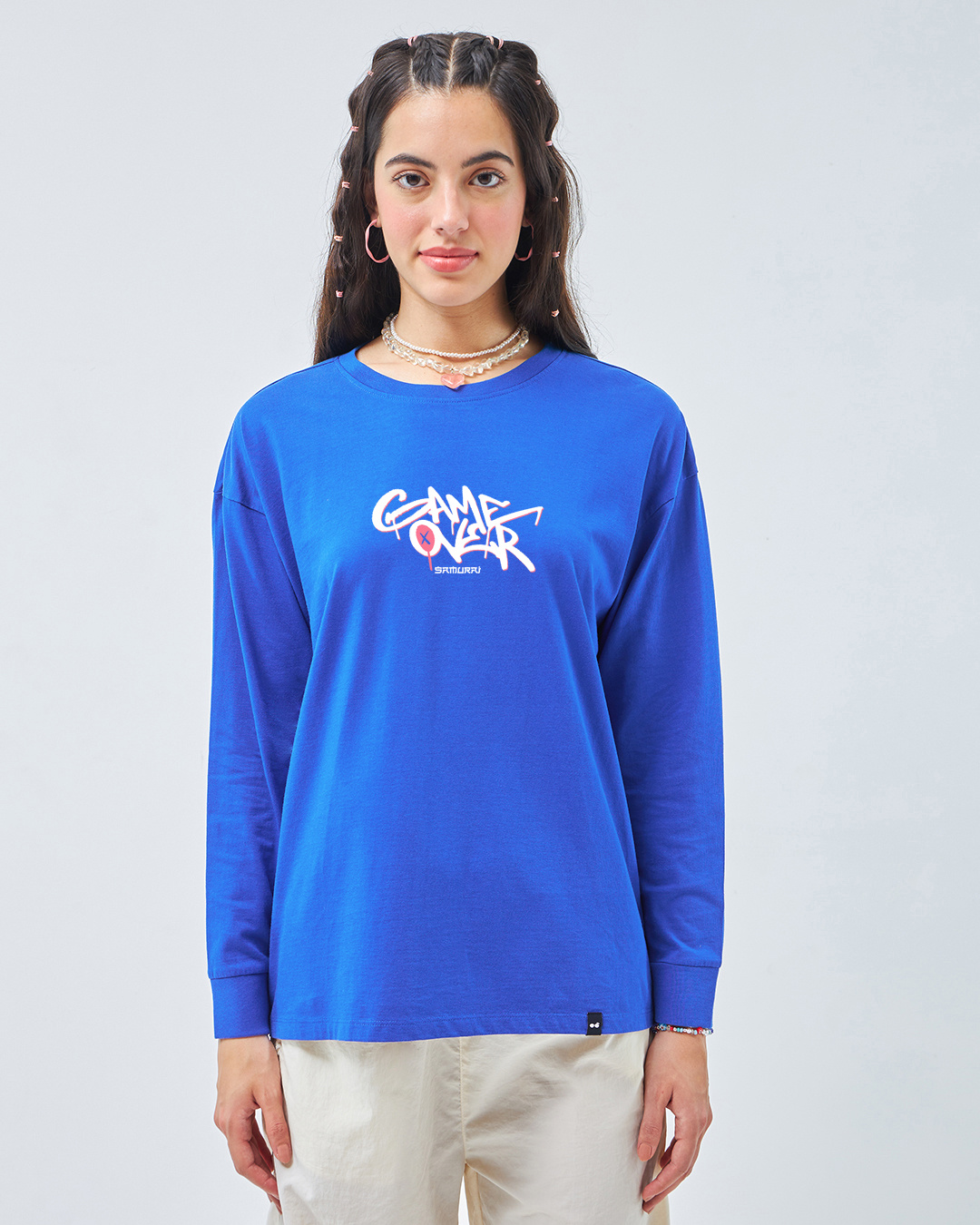Buy Women's Blue Game Over Graphic Printed Oversized T-shirt Online at ...