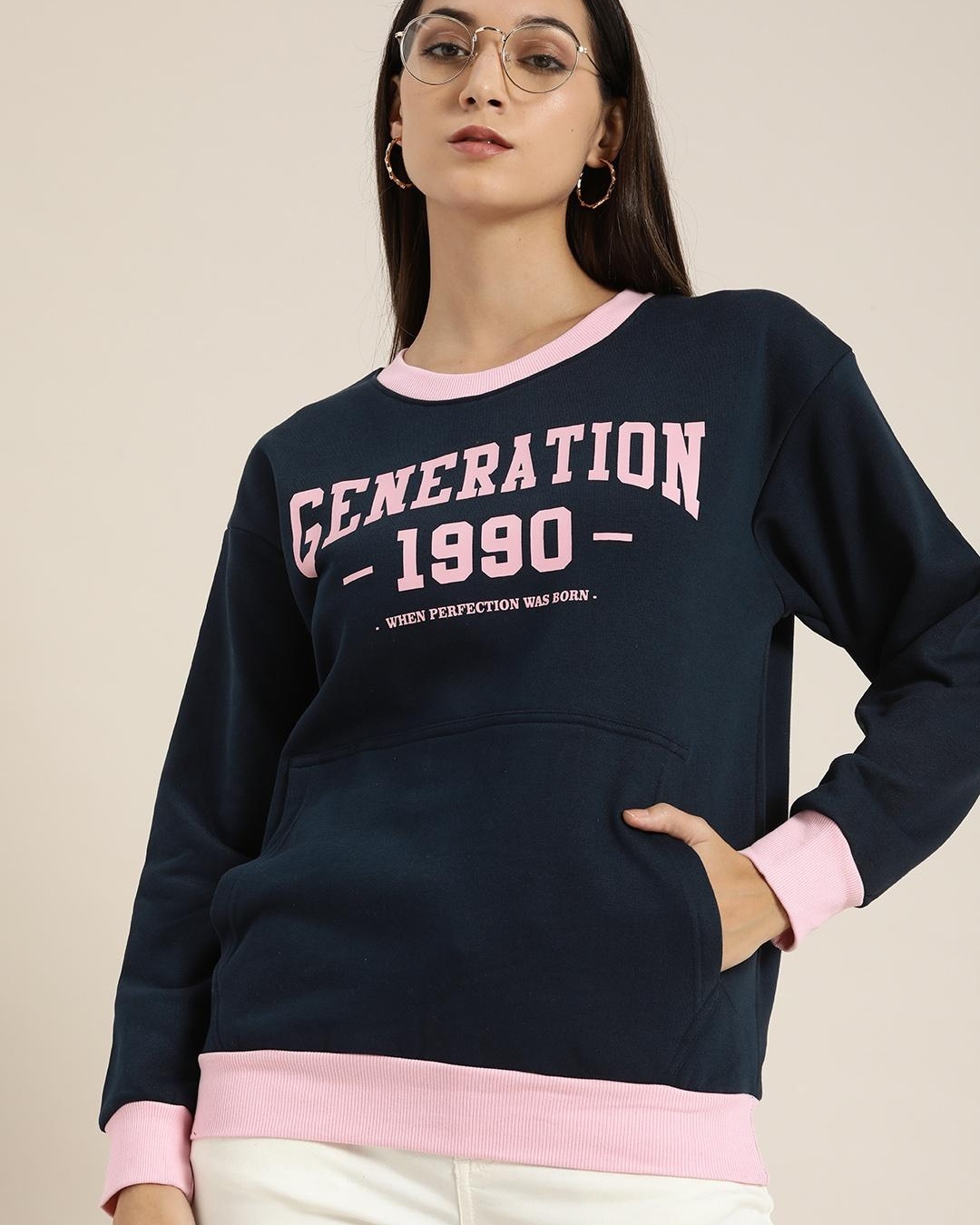 Buy Women's Blue Generation Typography Oversized Sweatshirt Online at ...