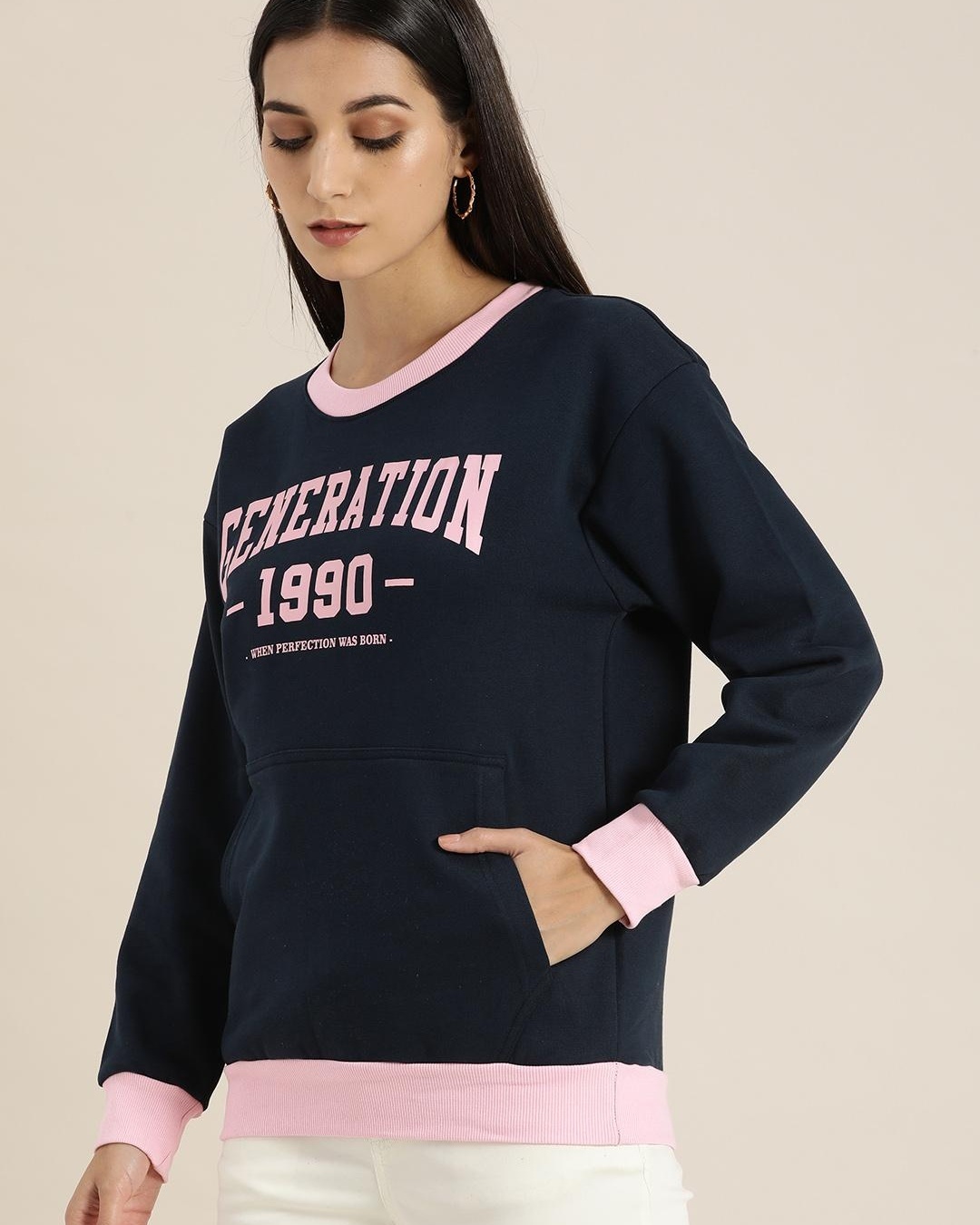 Buy Women's Blue Generation Typography Oversized Sweatshirt Online at ...