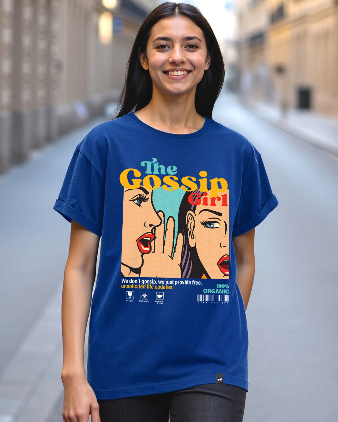 Buy Women's Blue Gossip Girl Graphic Printed Boyfriend T-shirt Online ...