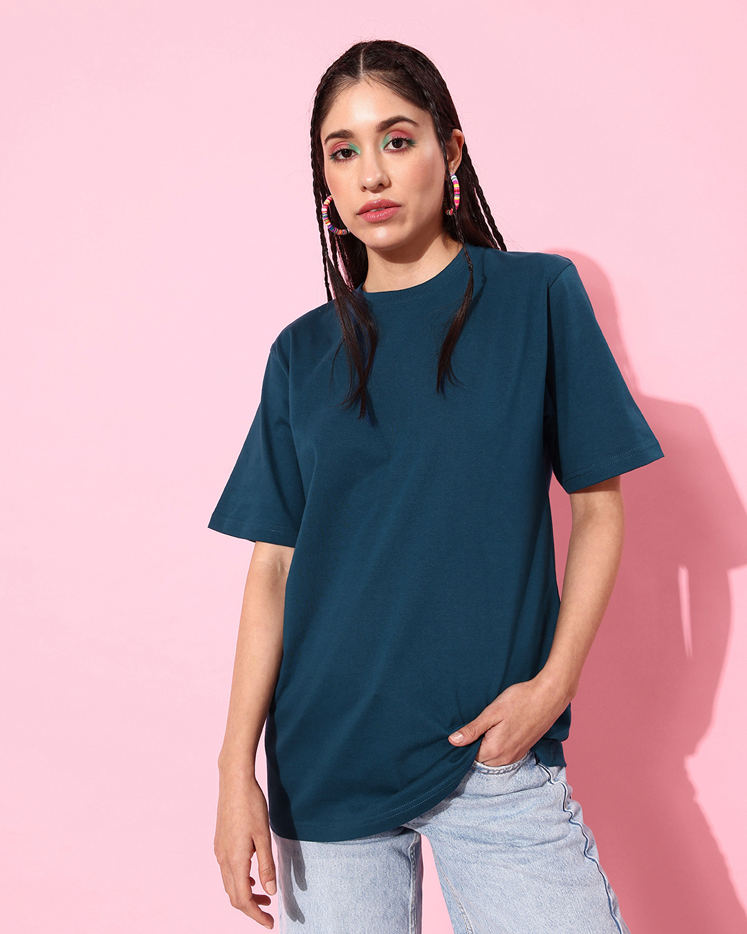 Buy Women's Blue Graphic Printed Oversized T-shirt Online at Bewakoof
