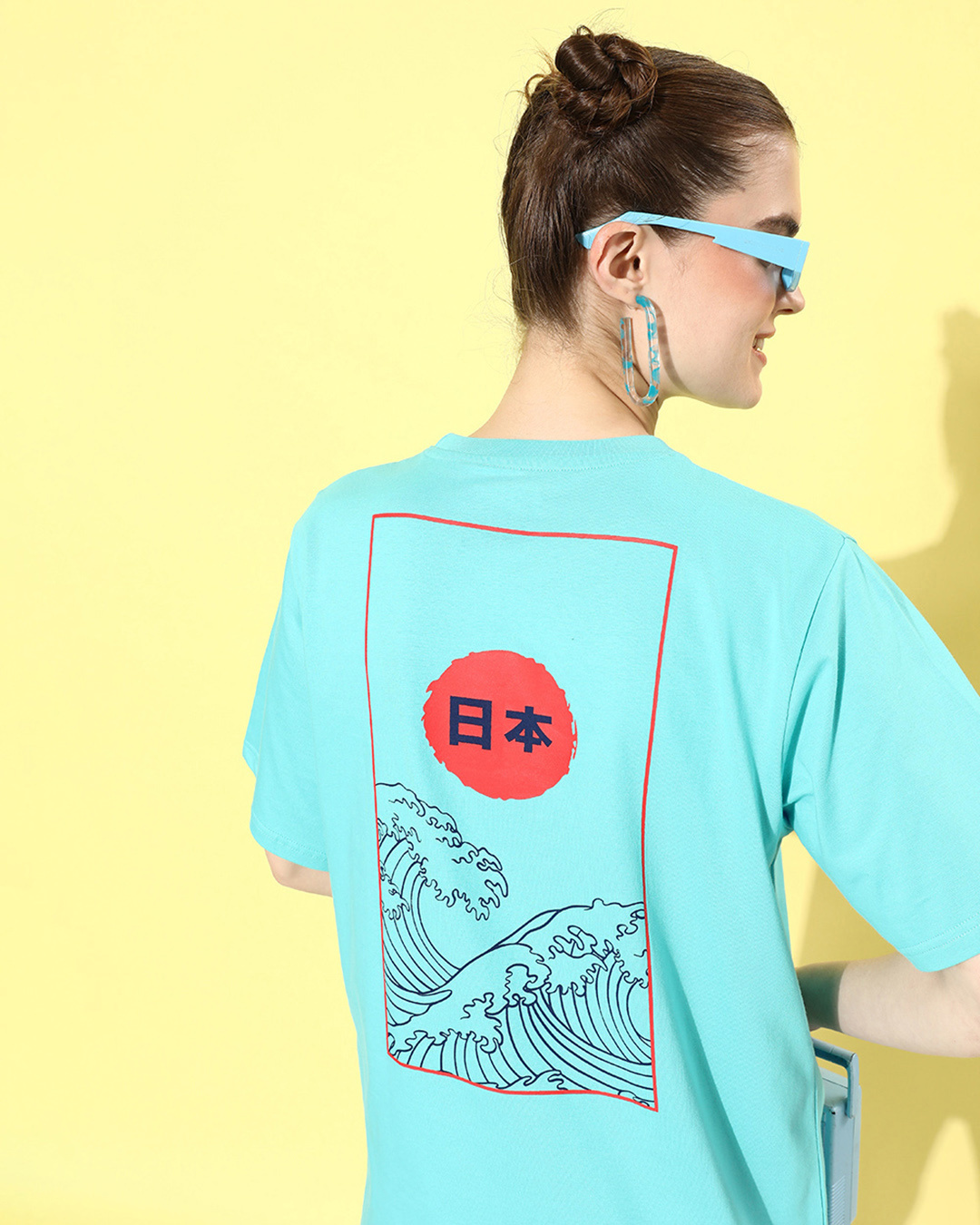 Buy Women's Blue Graphic Printed Oversized T-shirt Online at Bewakoof