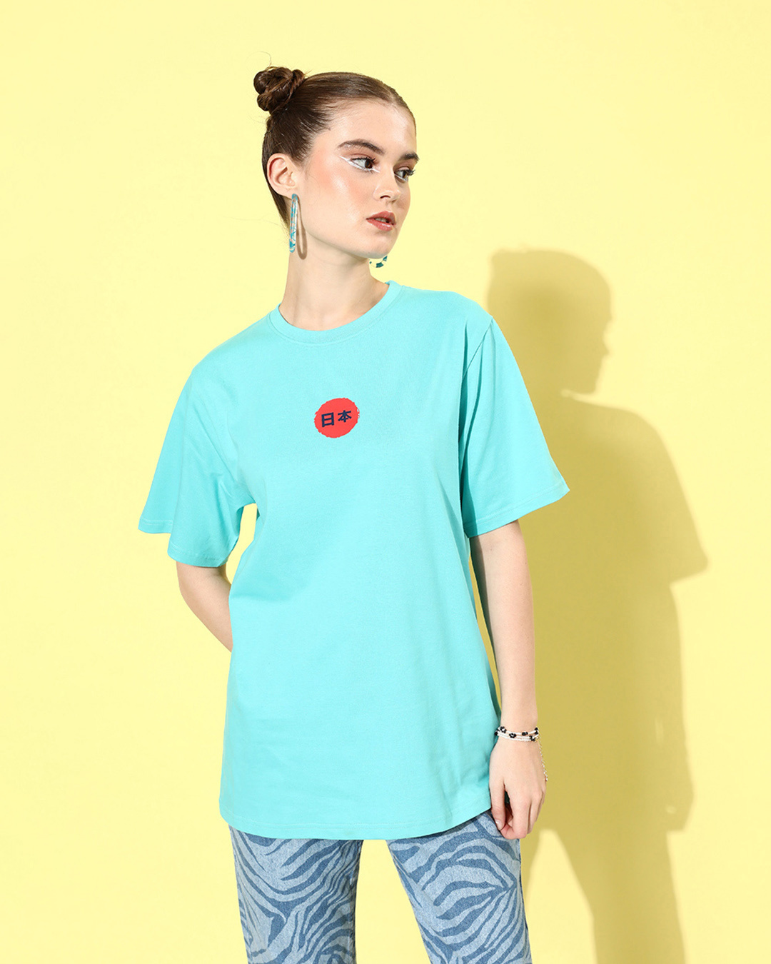 Buy Women's Blue Graphic Printed Oversized T-shirt Online at Bewakoof