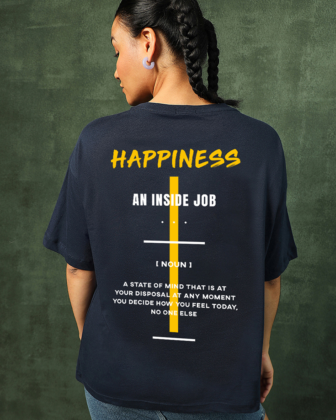 Buy Women's Blue Happy State Typography Oversized T-shirt Online at ...