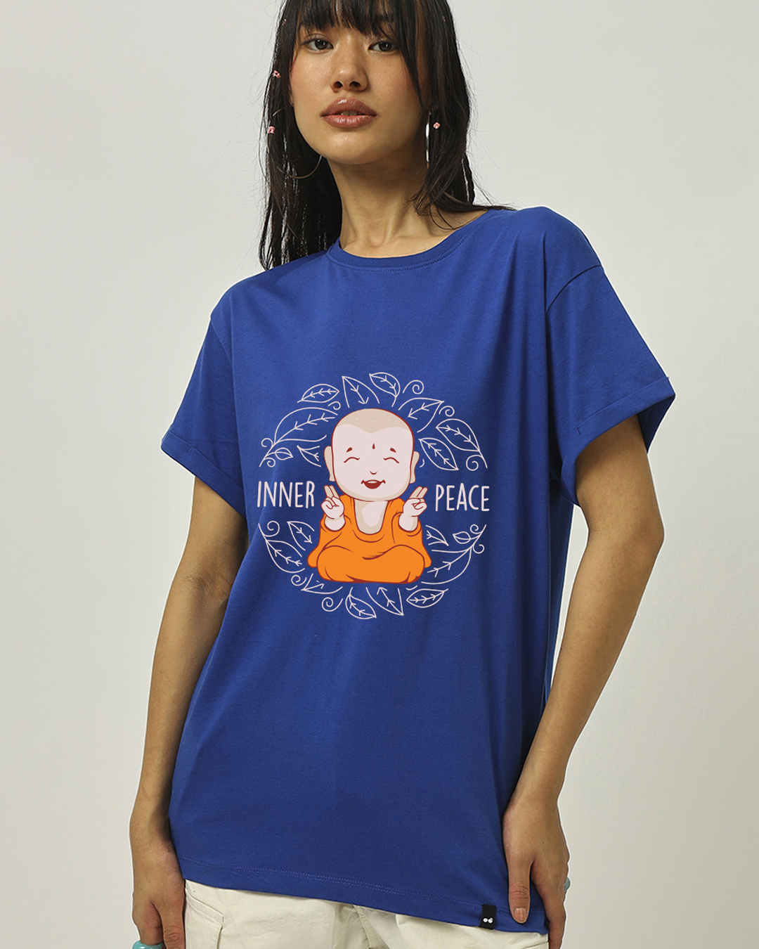 Buy Women's Blue Inner Peace Graphic Printed Boyfriend T-shirt Online ...
