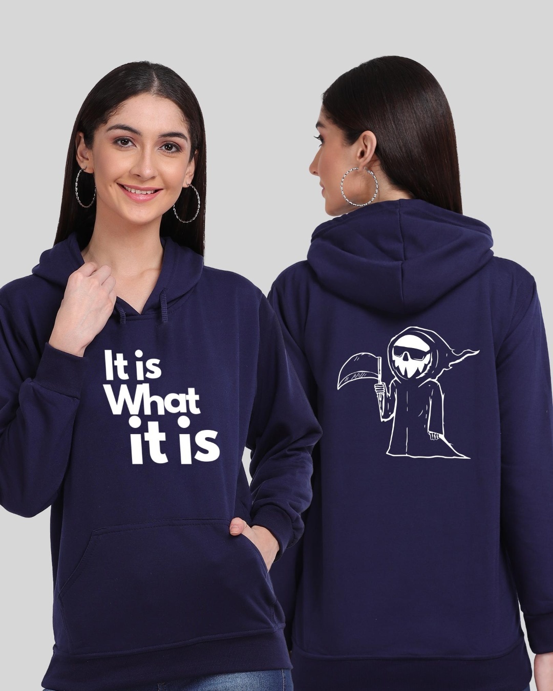 Buy Women's Blue It Is What it Is Typography Hoodie Online at Bewakoof