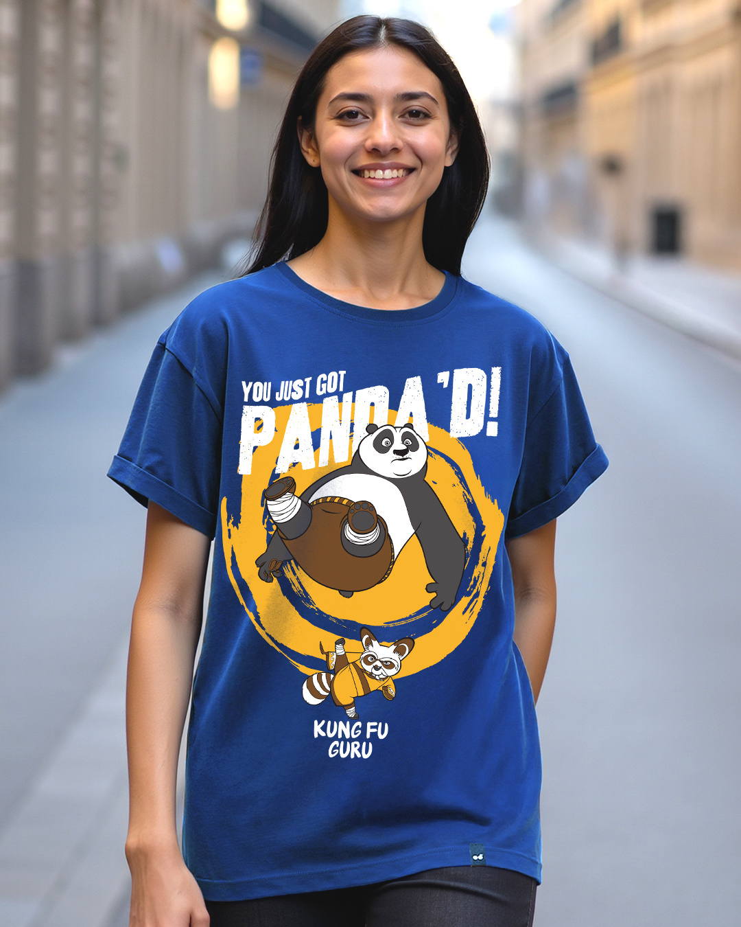 Buy Women's Blue Just Got Panda'd Graphic Printed Boyfriend T-shirt ...