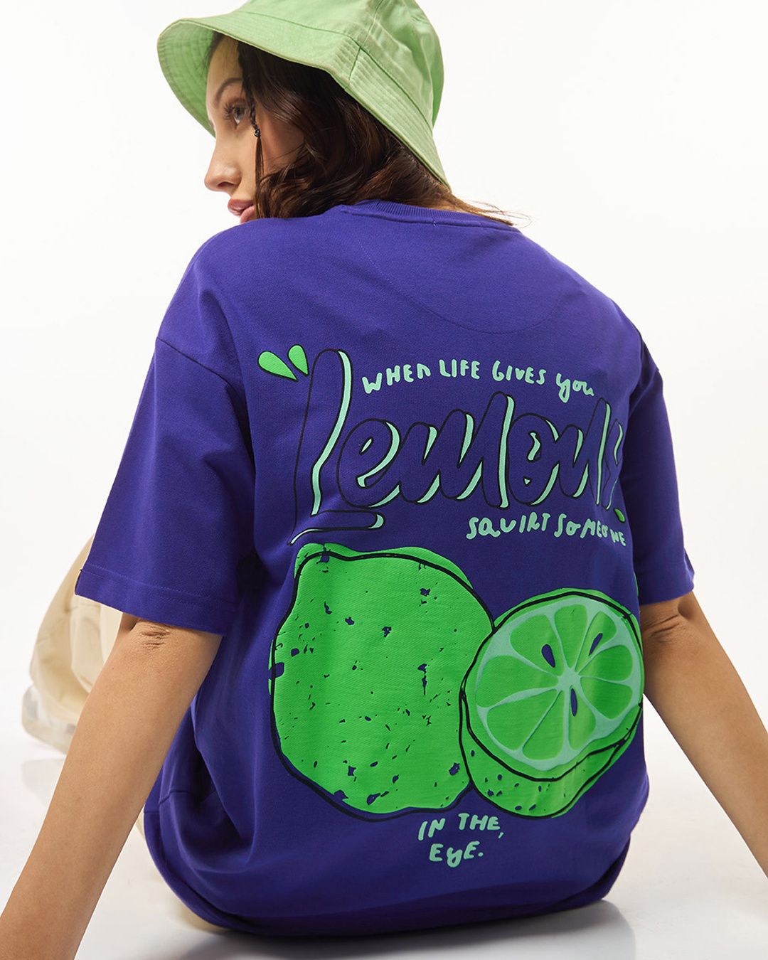 Buy Women's Blue Lemons Graphic Printed Oversized T-shirt Online at Bewakoof