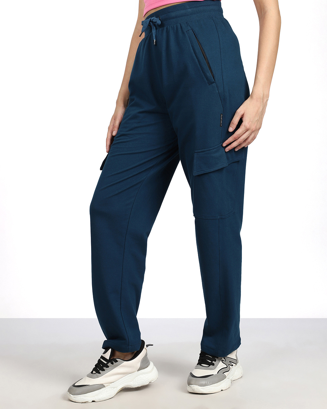 Buy Women's Blue Loose Comfort Fit Cargo Track Pants Online at Bewakoof