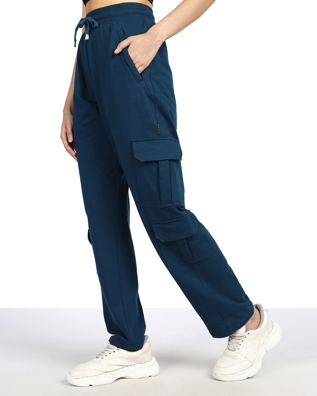 Buy Women's Blue Loose Comfort Fit Cargo Track Pants Online at Bewakoof