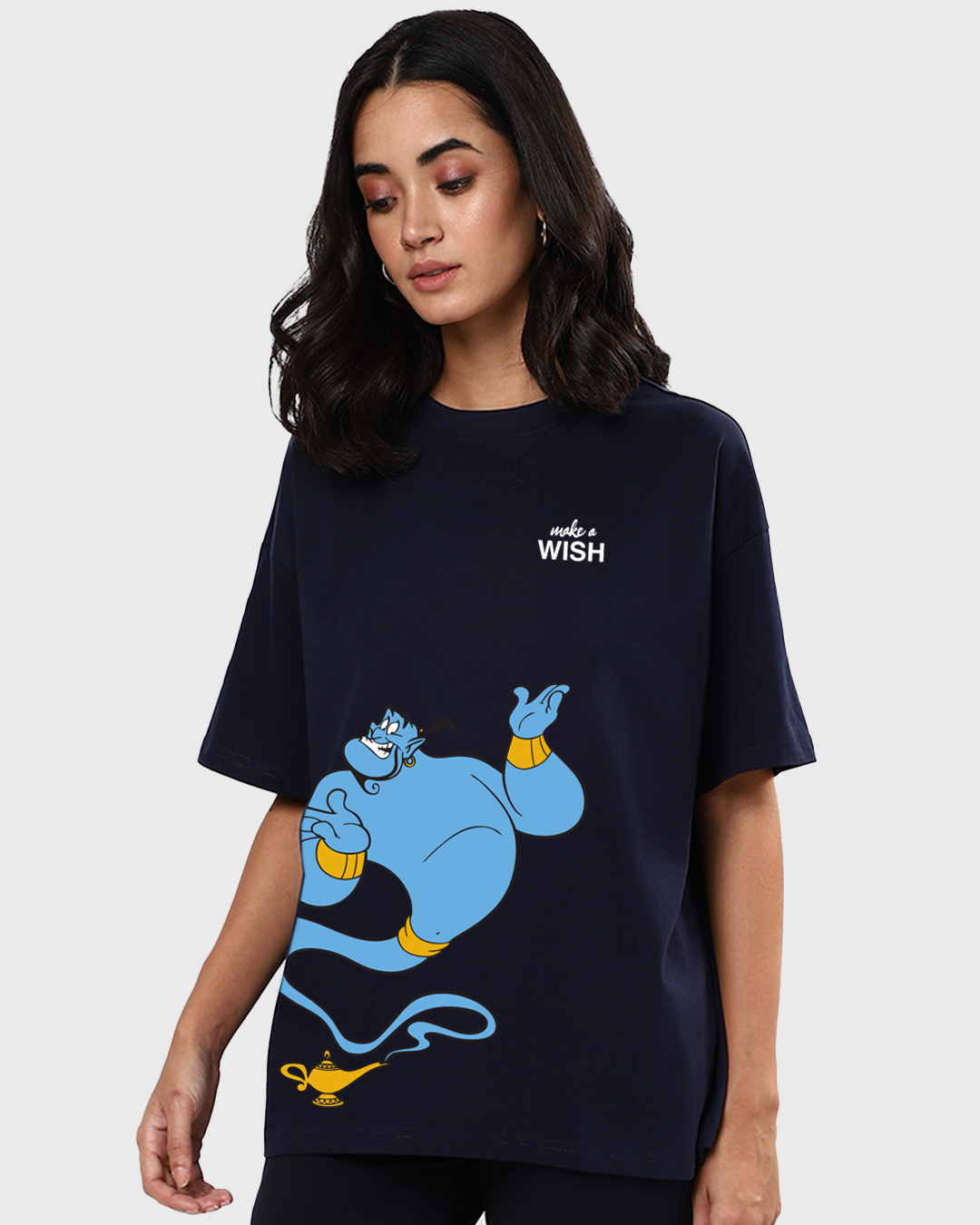 Buy Women's Blue Make A Wish Graphic Printed Oversized T-shirt Online ...