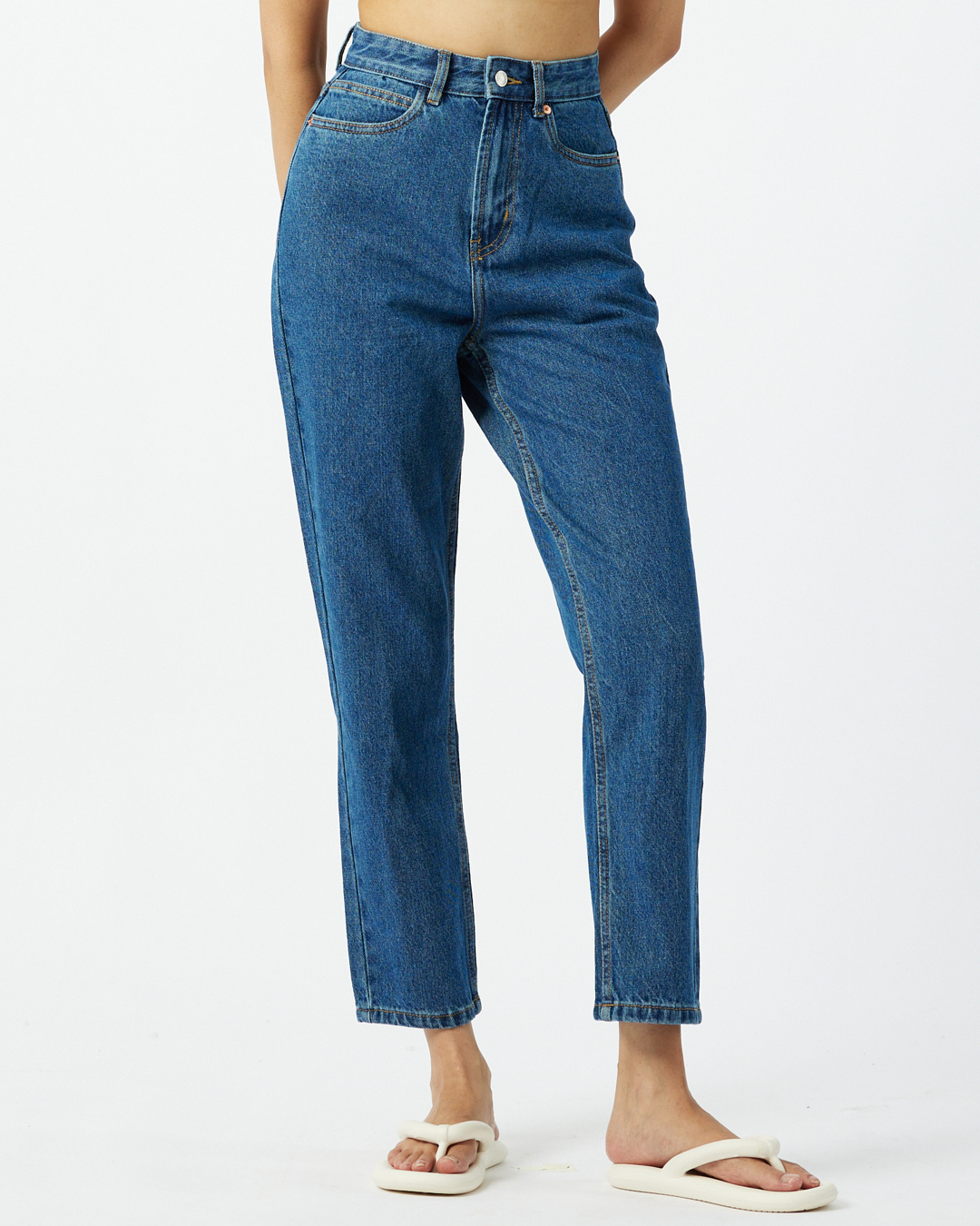 Buy Women's Blue Mom Fit Jeans Online at Bewakoof