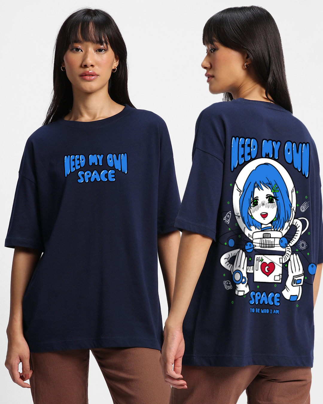 Buy Women's Blue Need My Own Space Graphic Printed Oversized T-shirt ...