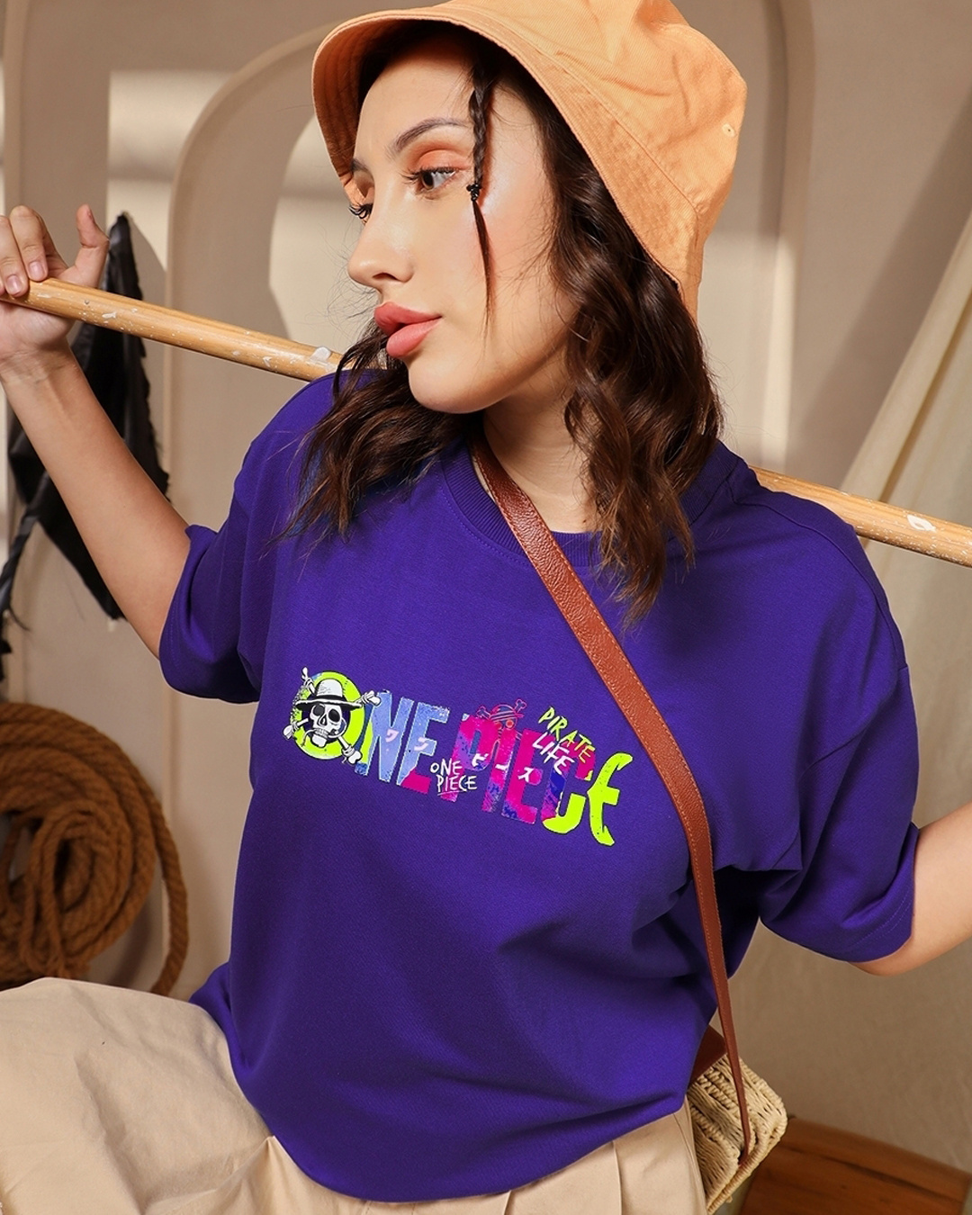 Buy Women's Blue One Piece Graphic Printed Oversized T-shirt Online at ...