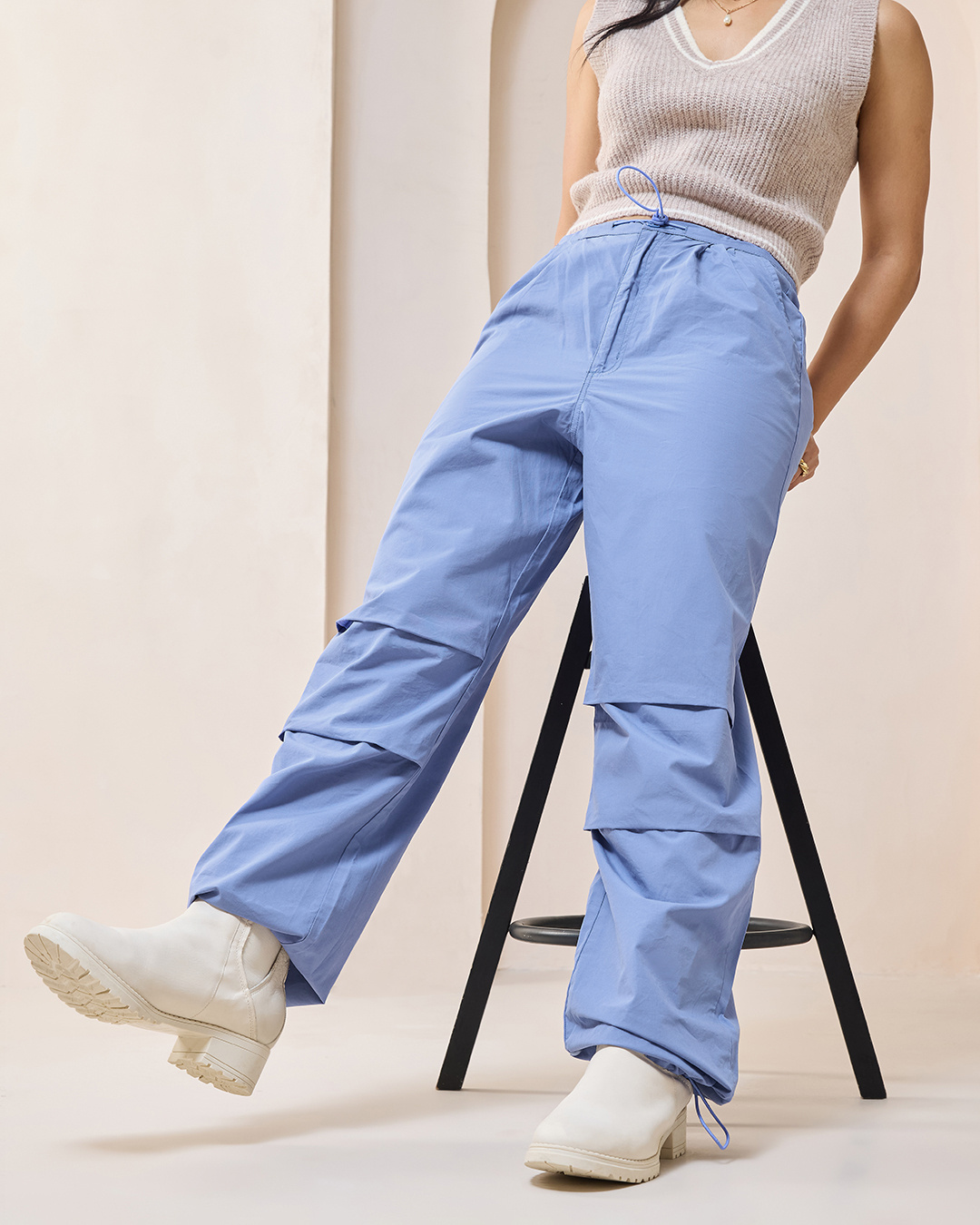 Buy Women's Blue Baggy Oversized Parachute Pants Online at Bewakoof