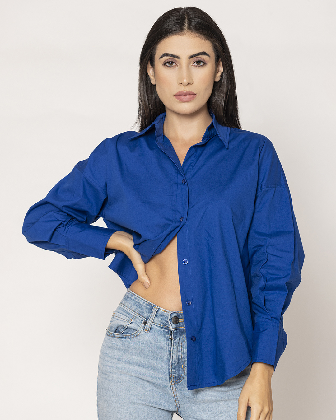 Buy Women's Blue Oversized Shirt Online at Bewakoof