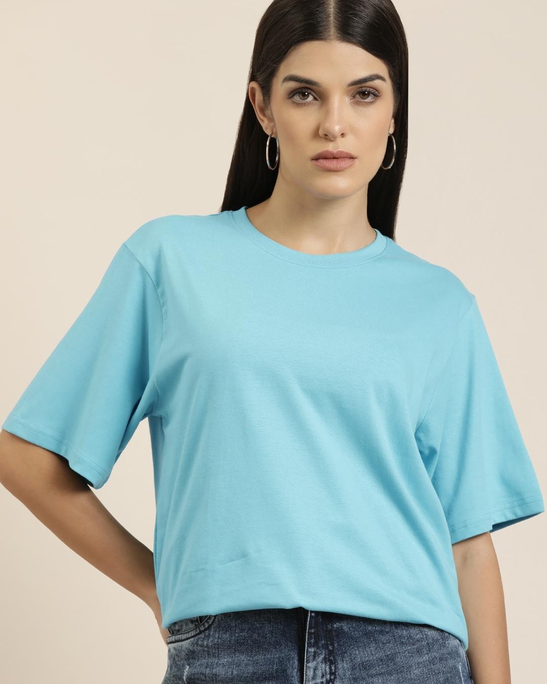 Buy Women's Blue Oversized T-shirt Online at Bewakoof