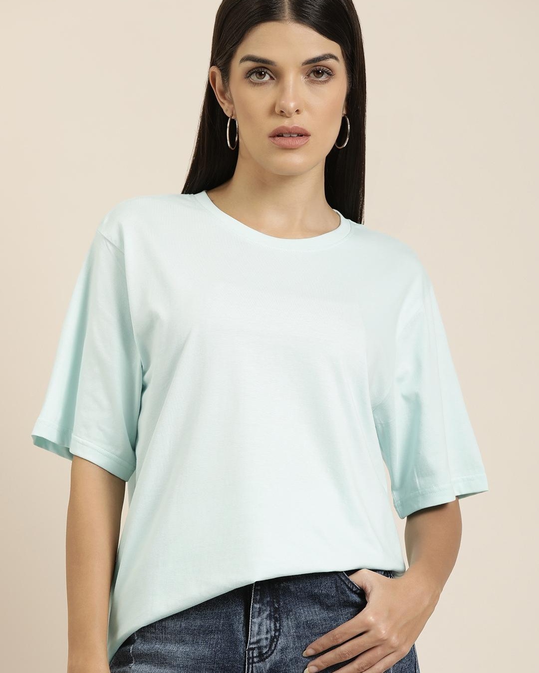 Buy Women's Blue Oversized T-shirt Online at Bewakoof