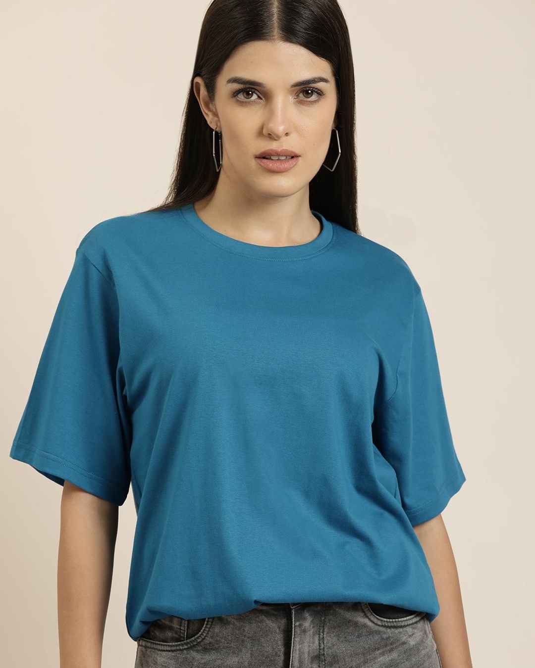 Buy Women's Blue Oversized T-shirt Online at Bewakoof