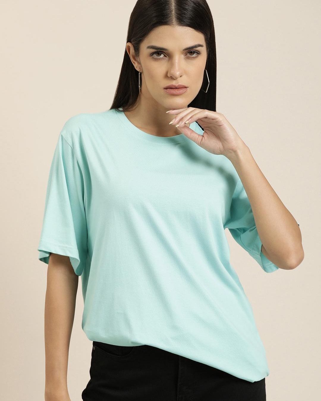 Buy Women's Blue Oversized T-shirt Online at Bewakoof
