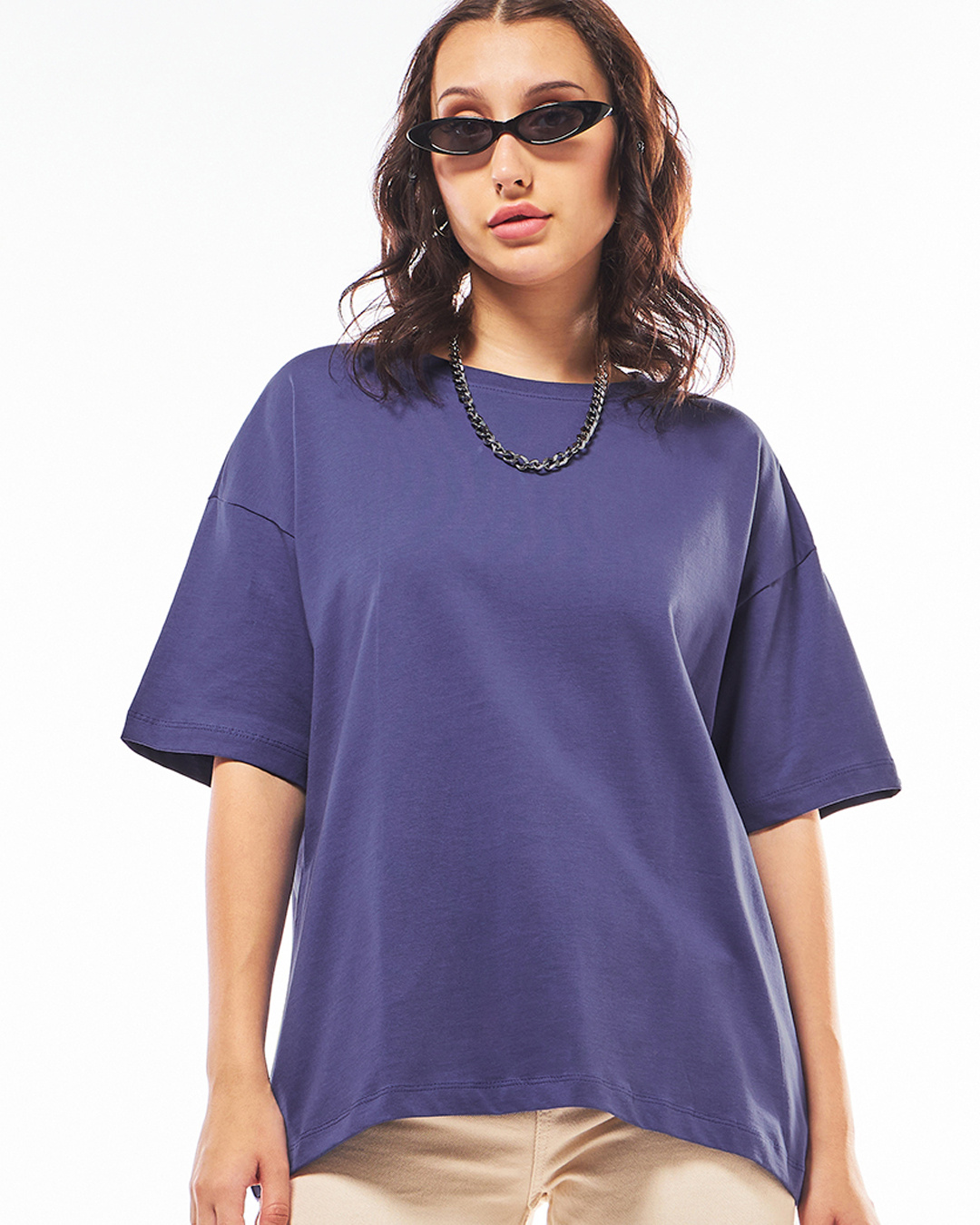 Buy Women's Skipper Blue Oversized T-shirt Online at Bewakoof